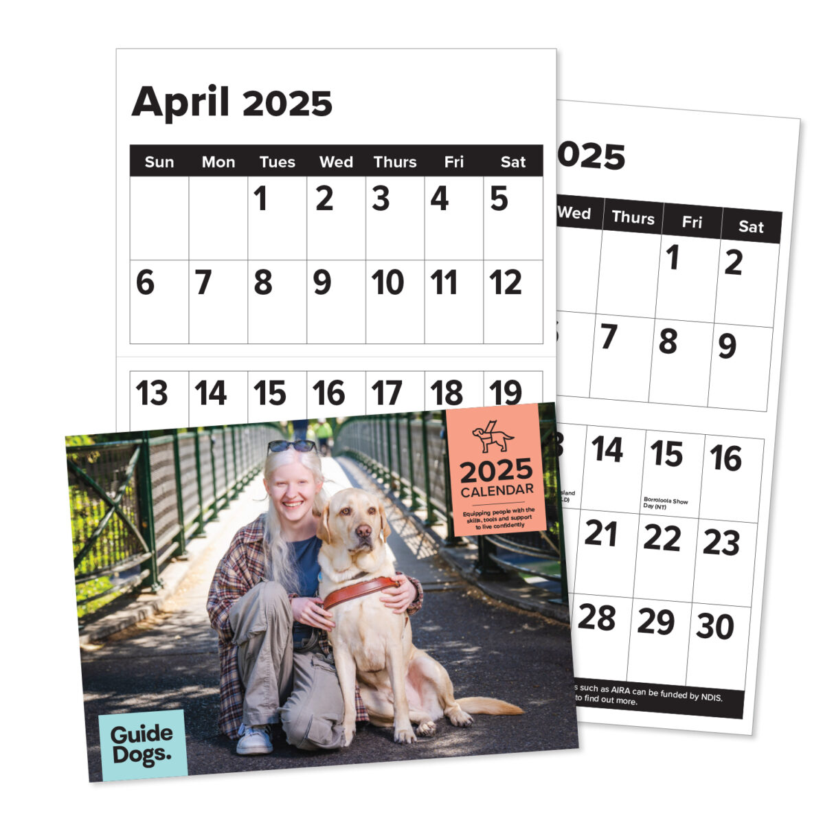 2025 Large Print Calendar - Guide Dogs SA/NT